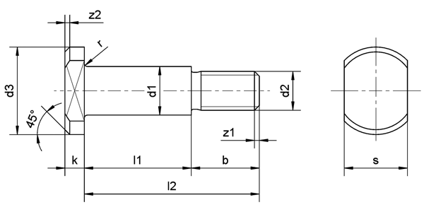 mbo Oßwald - Free CAD models - Bolt with head and spigot DIN 1445 - TraceParts